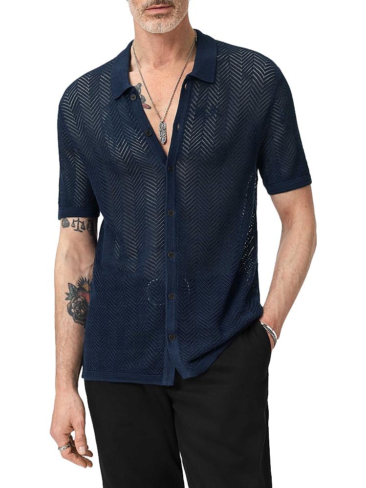 JOHN VARVATOS John Varvatos Ginsberg Herringbone Knit Short Sleeve Shirt